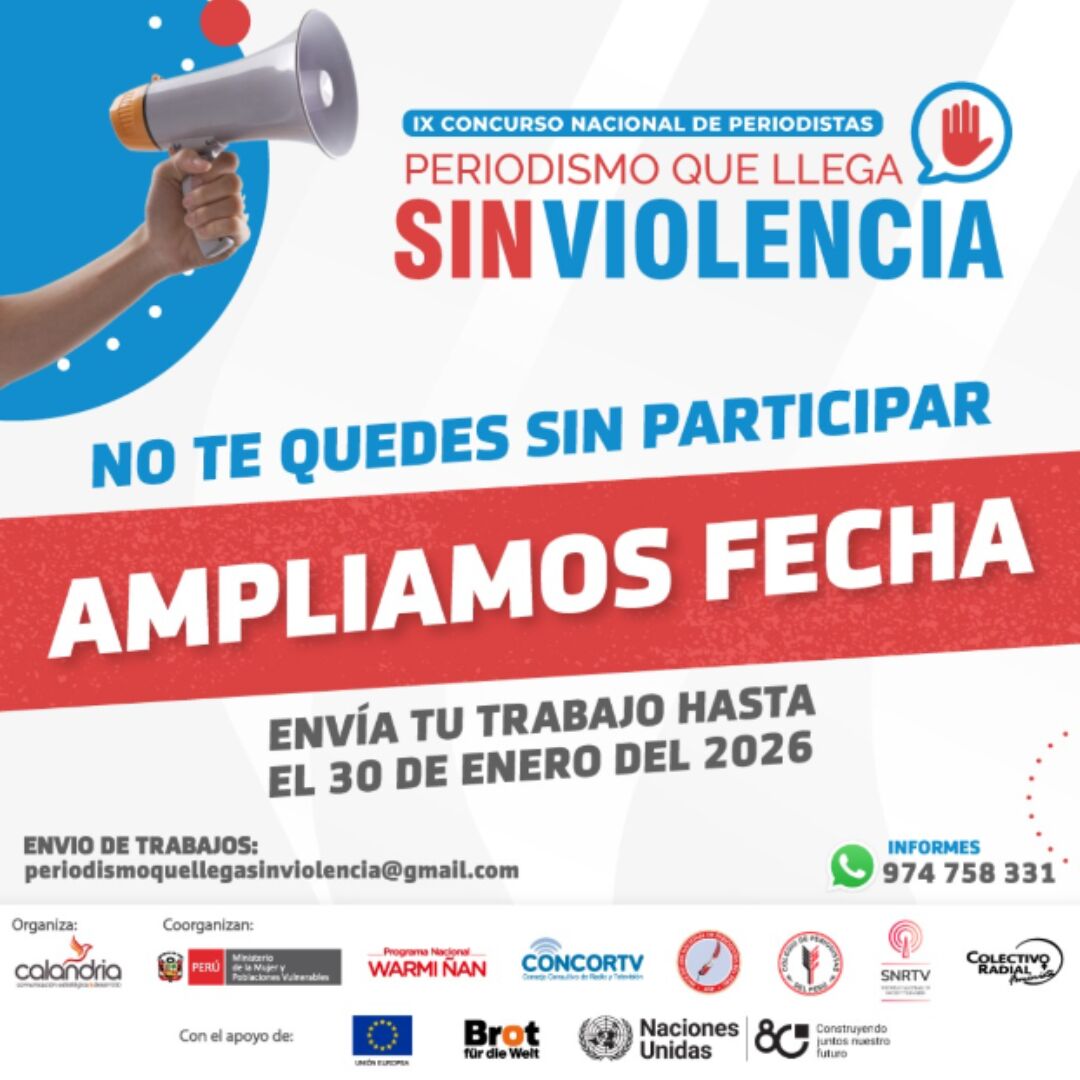 IX Concurso Nacional “Periodismo que llega sin violencia” amplía plazo ...